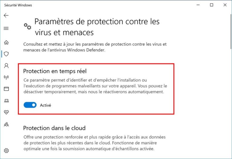 Activer l'antivirus de Windows 10 - Formatix et Compagnie